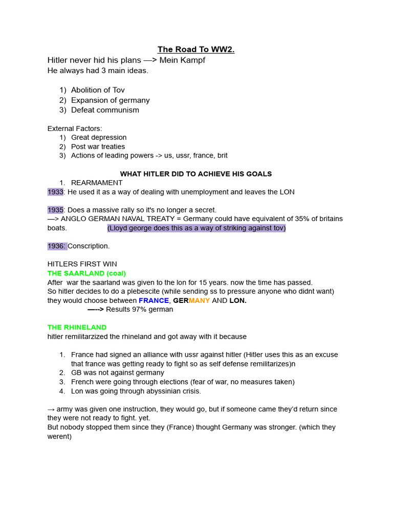 The Road to WWII: Key Events and Alliances | PDF | Nazi Germany | Adolf ...