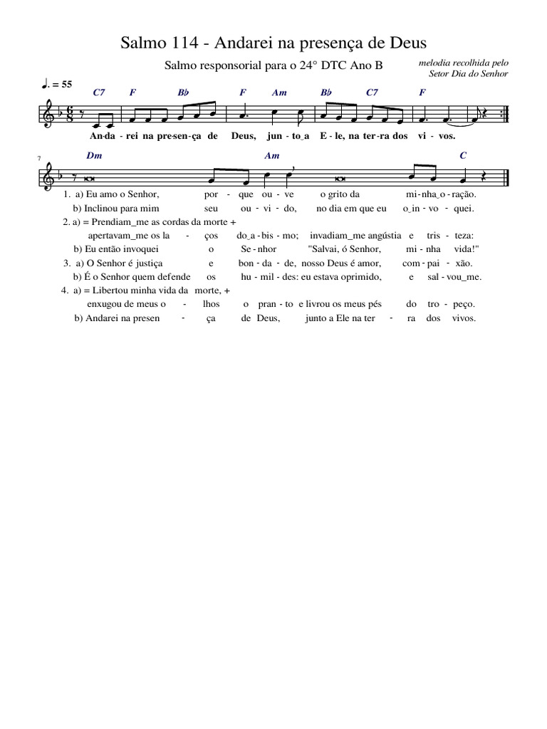 Salmo 114: Andarei na Presença de Deus | PDF