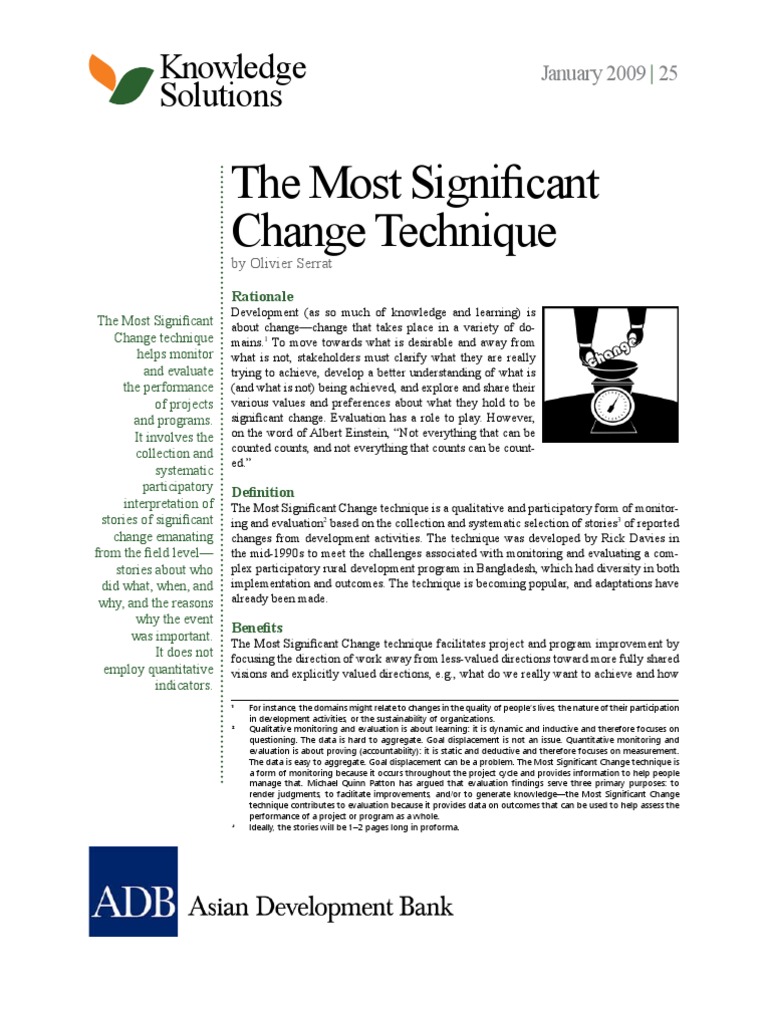 The Most Significant Change Technique | PDF | Asian Development Bank ...