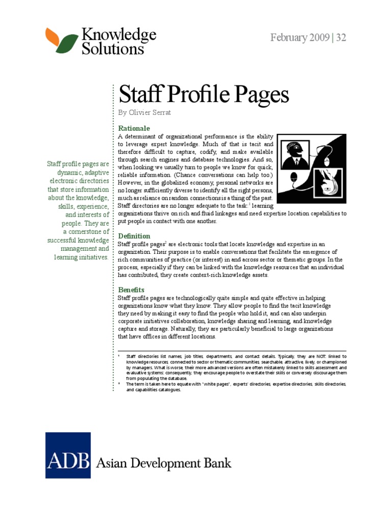 Staff Profile Pages: Knowledge Solutions | PDF | Asian Development Bank ...