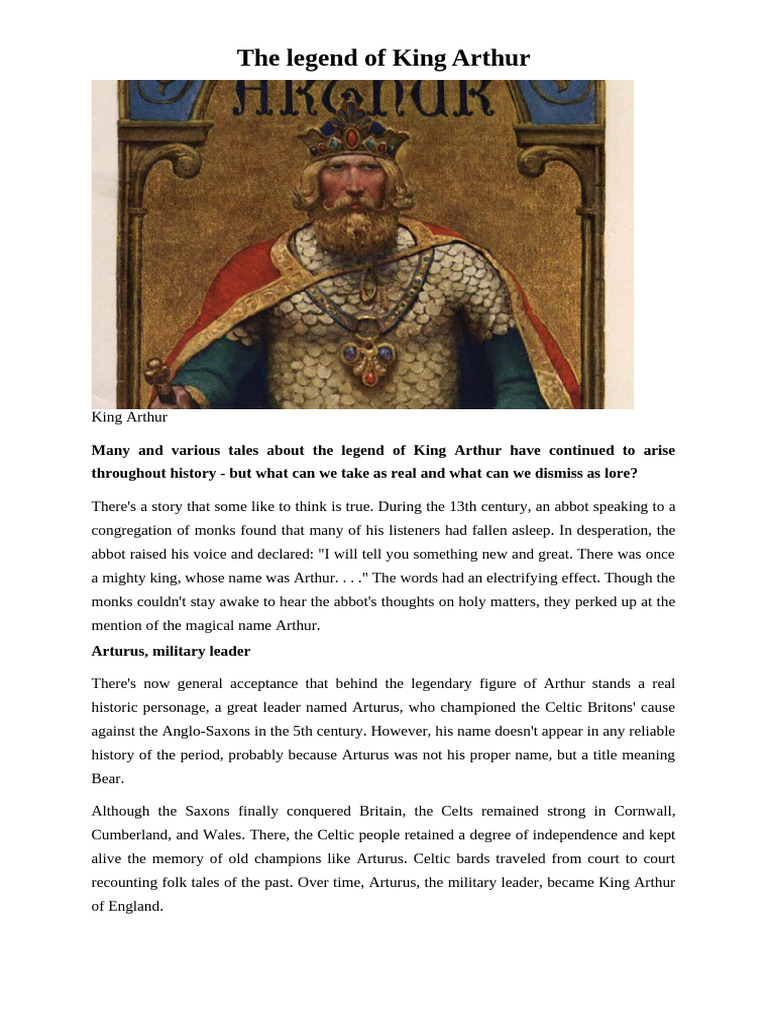 The Legend of King Arthur | PDF | King Arthur | Lancelot
