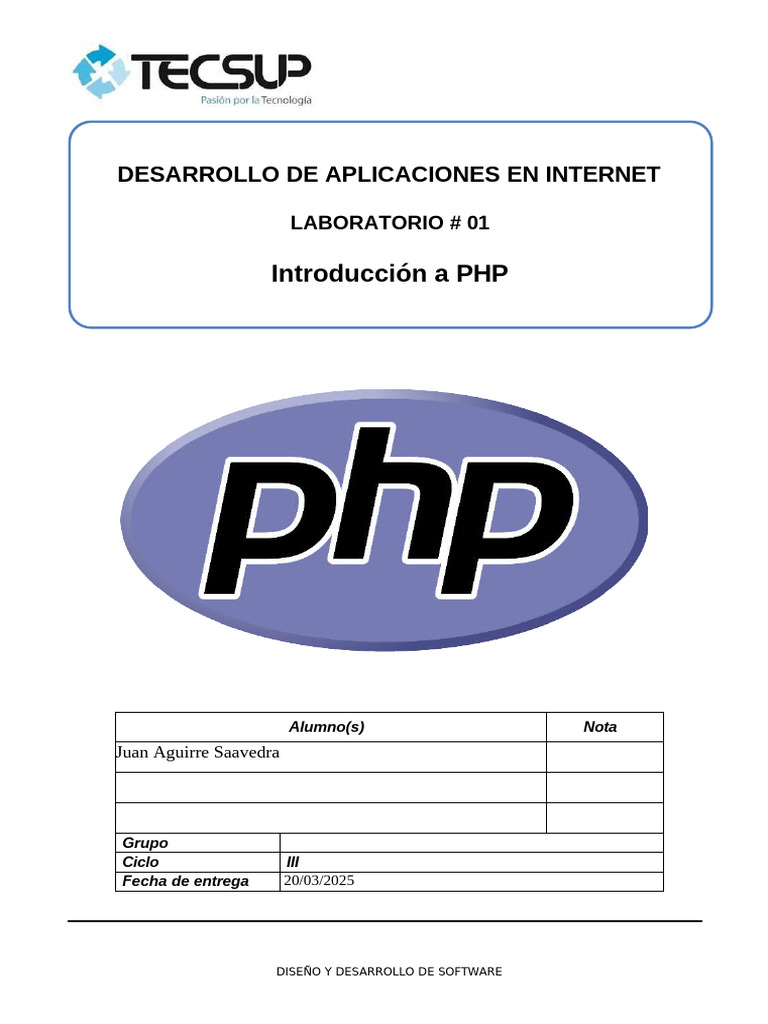 Laboratorio 01 - DAI | PDF | Php | Mi sql