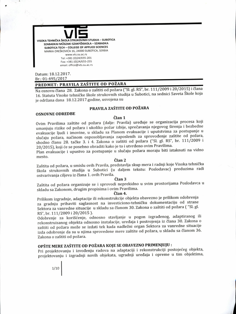 Pravila Zastite Od Pozara | PDF