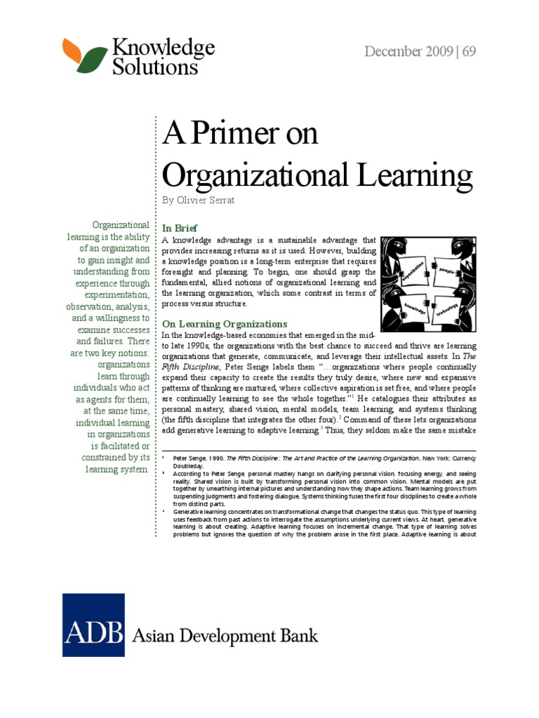 A Primer On Organizational Learning | PDF | Asian Development Bank ...