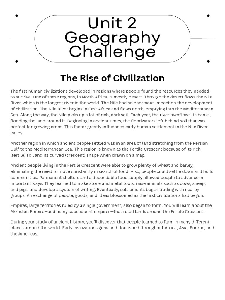 Unit 2 Geography Challenge | PDF