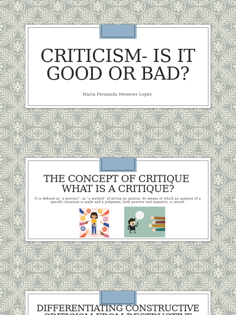 Understanding Criticism: Good vs Bad | PDF