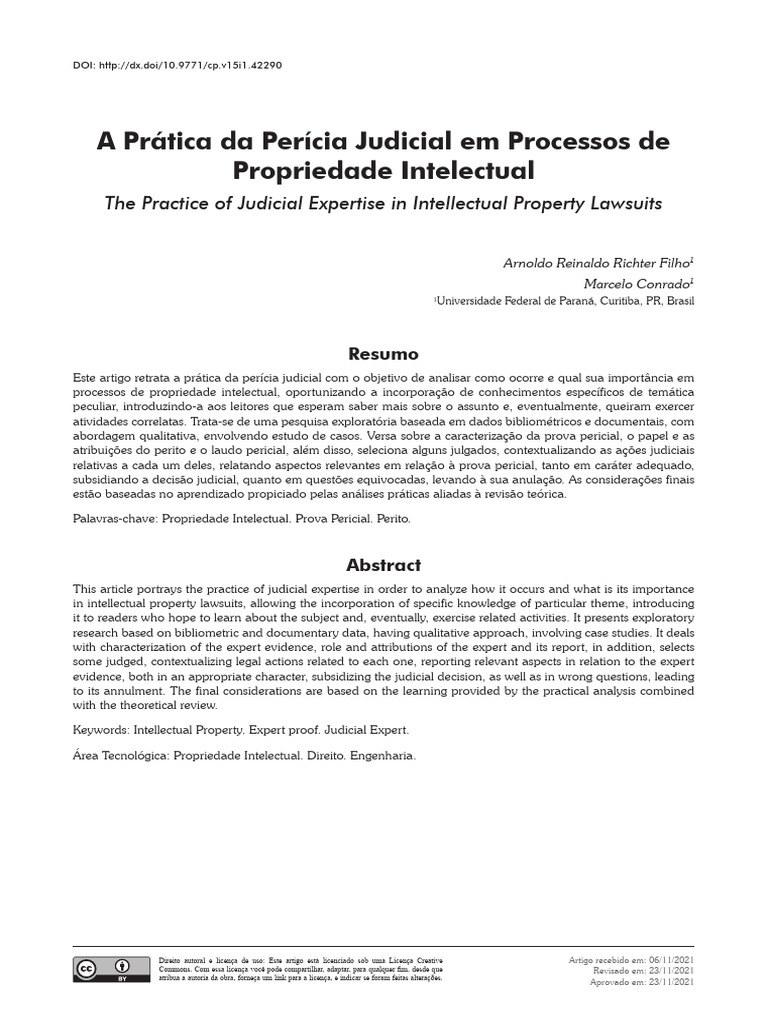 Perícia Judicial em Propriedade Intelectual | PDF | Testemunha ...