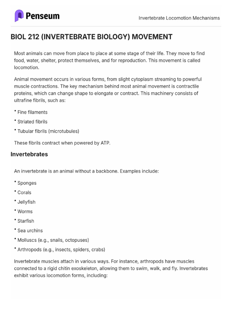 Invertebrate Locomotion Mechanisms | PDF