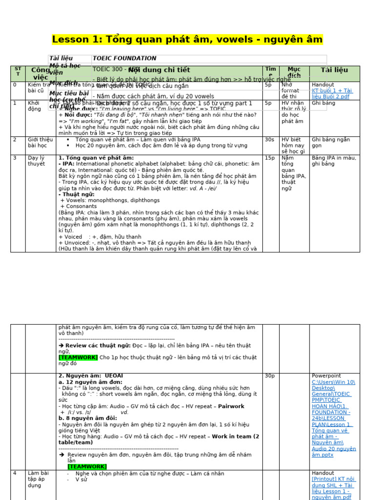 l1 - Lesson Plan | PDF