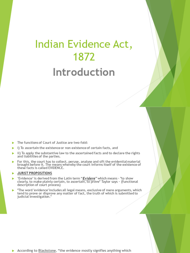 Overview of Indian Evidence Act 1872 | PDF | Evidence (Law) | Evidence