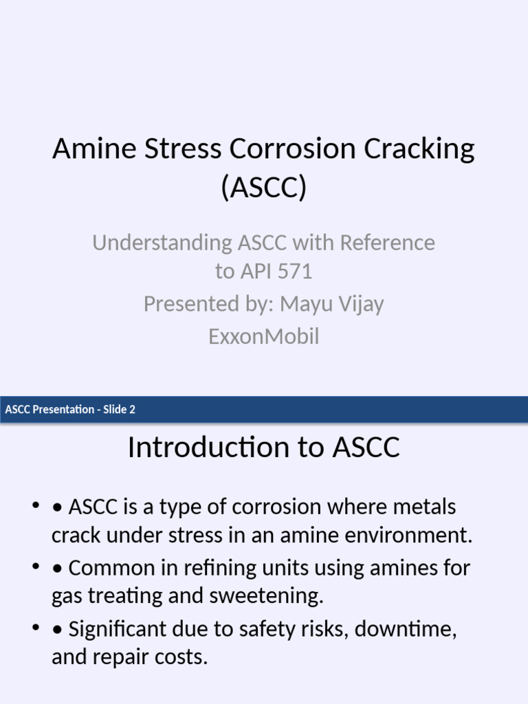 Amine Stress Corrosion Cracking ASCC Presentation Enhanced | PDF | Corrosion | Fracture