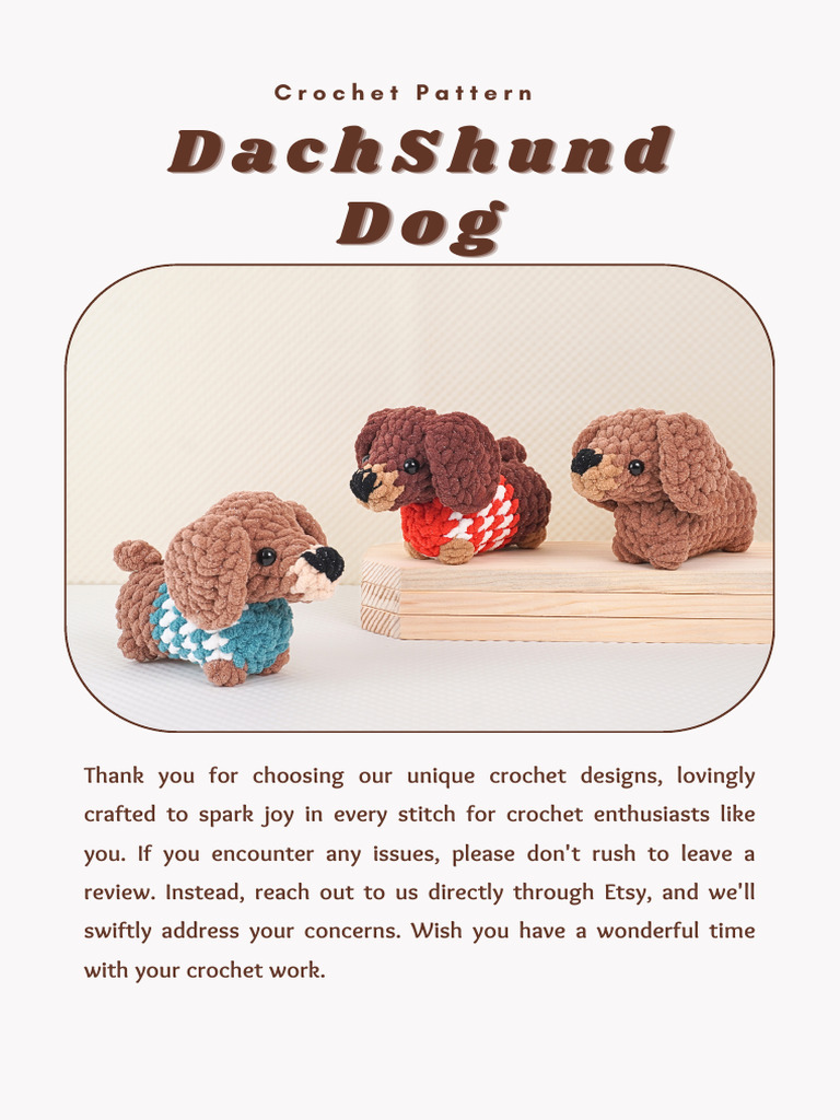 TRDach Shund Dog Crochet Pattern | PDF | Crochet | Woven Fabrics