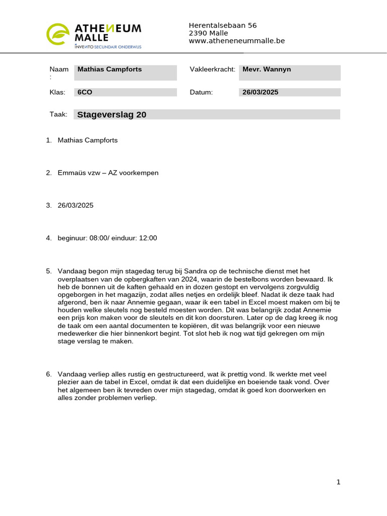 Stageverslag 20 | PDF