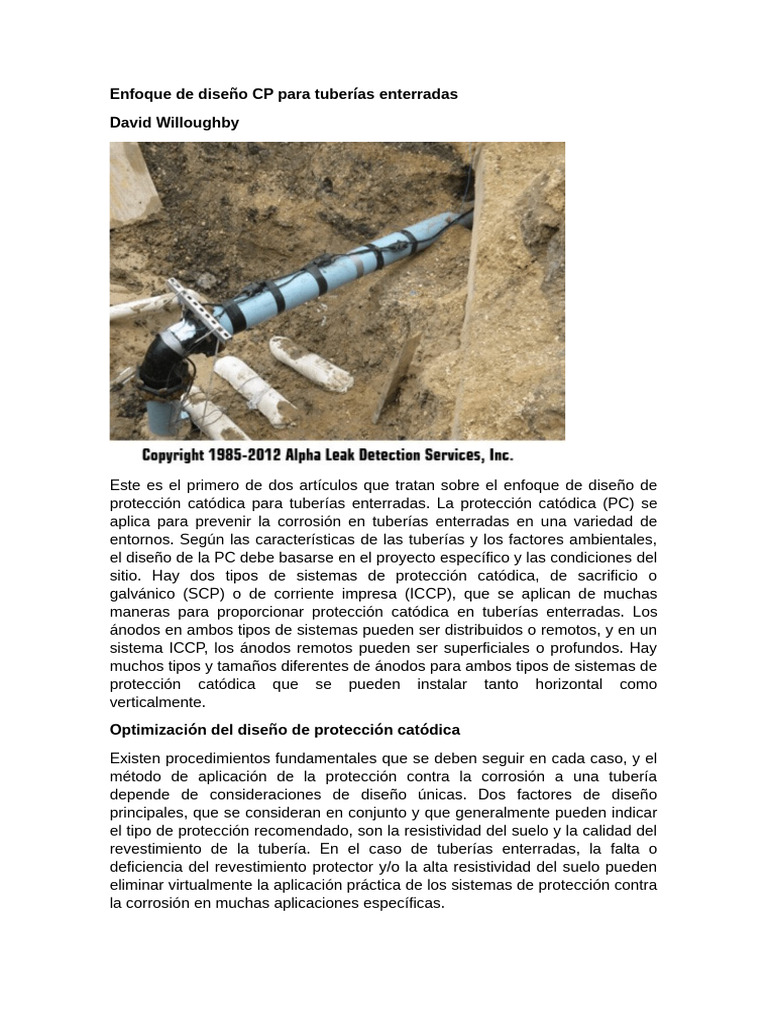Enfoque de Diseño CP para Tuberías Enterradas | PDF | Corriente eléctrica | Tubería (transporte ...