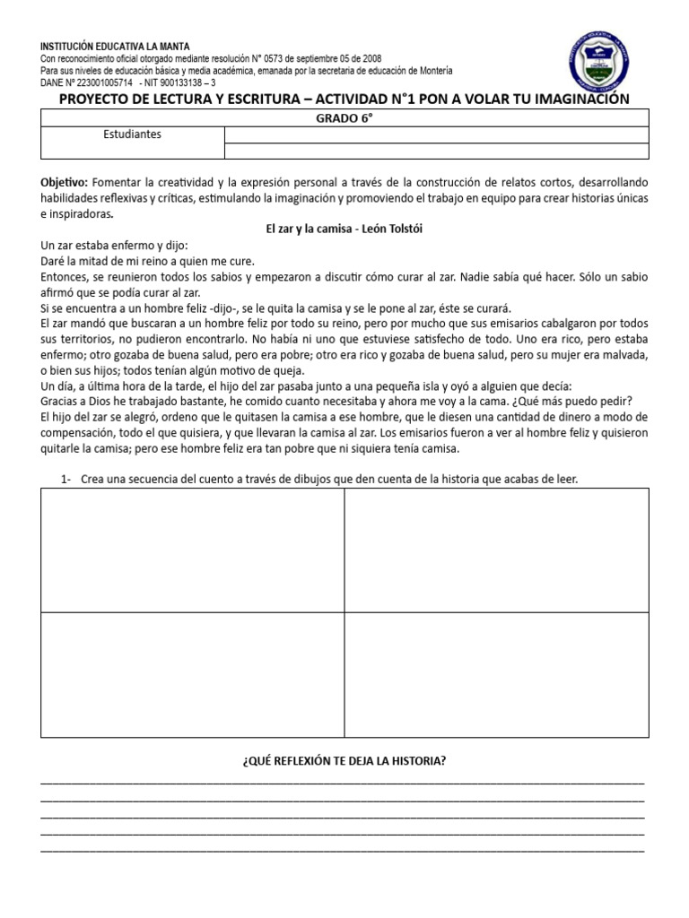Actividad N°1 Proyecto de Lectura y Escritura | PDF | Creatividad ...