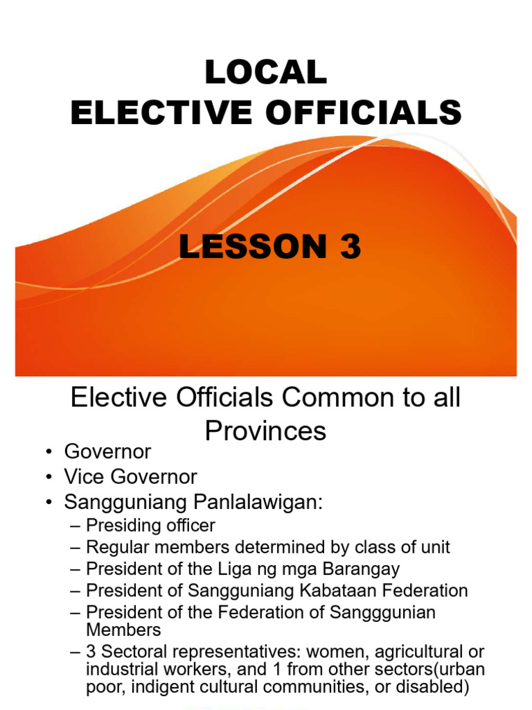 Lesson 3 Local Elective Officials | PDF | Government