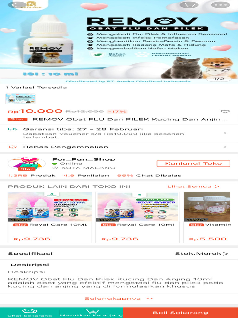 Jual REMOV Obat FLU Dan PILEK Kucing Dan Anjing 10ml Shopee Indonesia | PDF