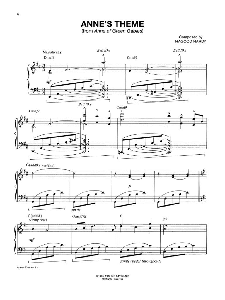 Anne of Green Gables Sheet Music Order | PDF