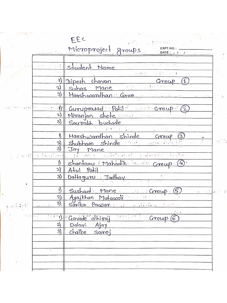 EEC - Group's & Microproject list | PDF