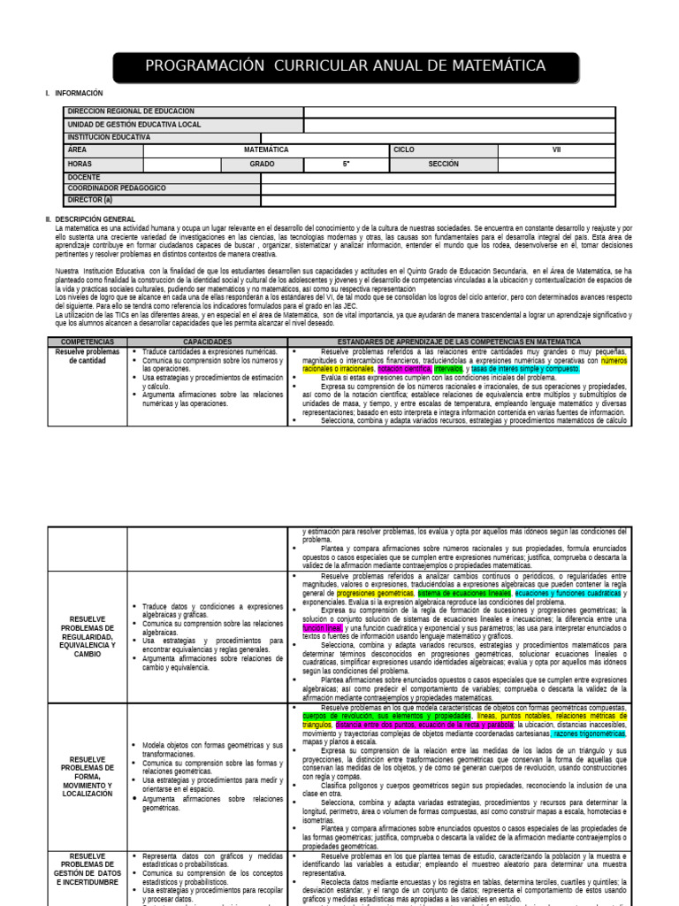 Programación Mat5 2025 | PDF | Ecuaciones | Geometría