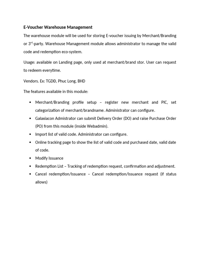 E-Voucher Warehouse Management | PDF