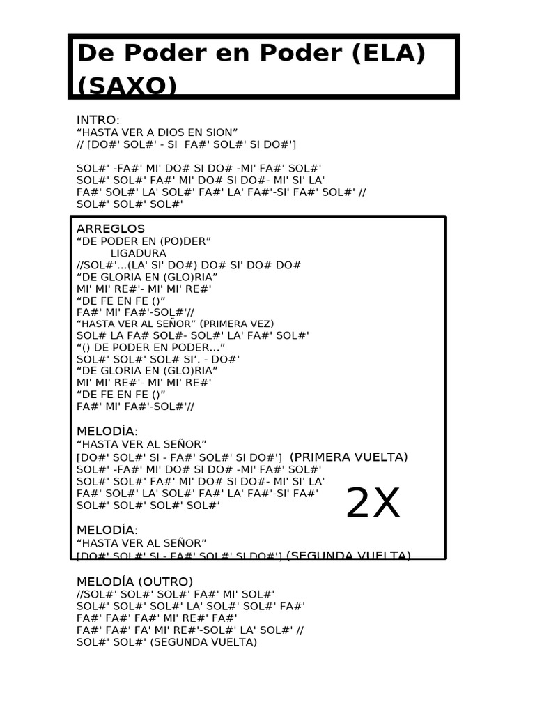 Letra y acordes de "De Poder en Poder" | PDF