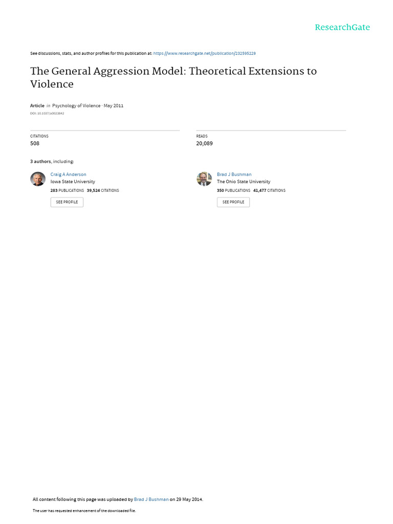Art. 1 The General Aggression Model Theoretical Extension | PDF ...