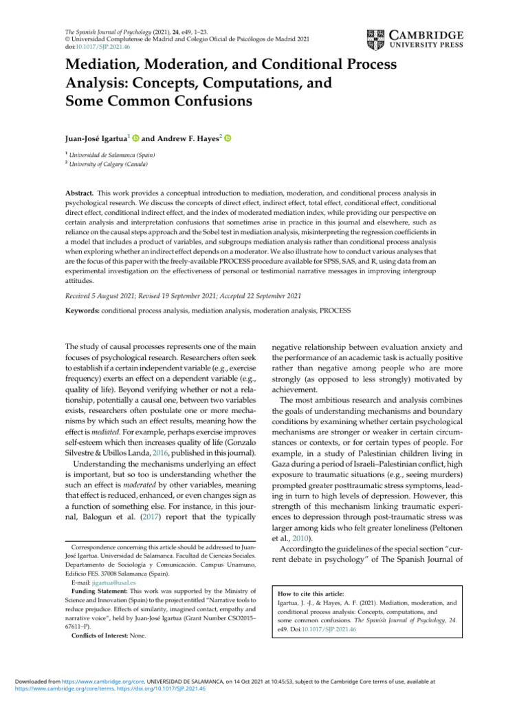 Mediation and Moderation in Psychology | PDF | Statistics | Statistical ...