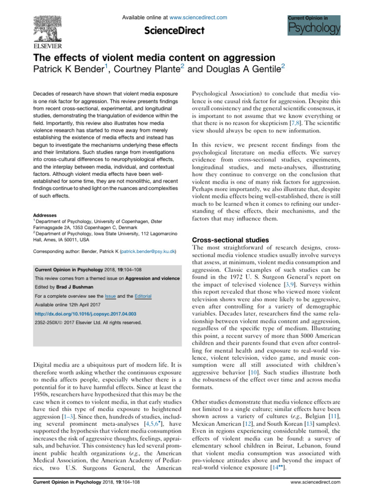 Art. 22 The Effects of Violent Media Content On Aggression | PDF ...