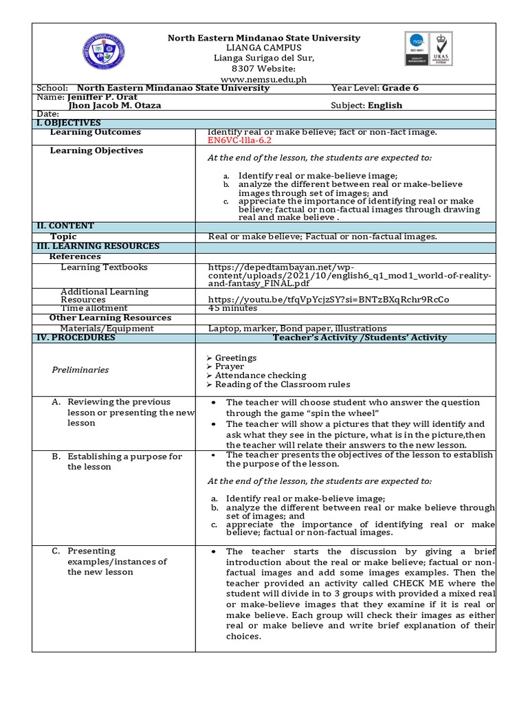 lesson log jeniffer | PDF | Image | Drawing