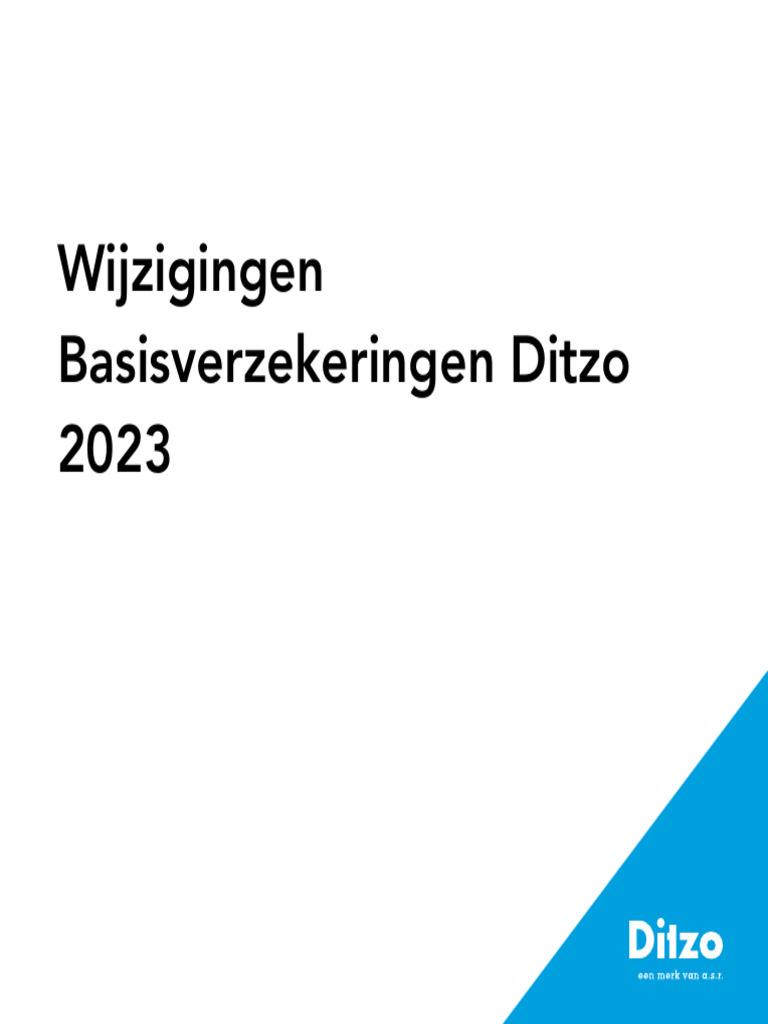 1022 Wijzigingen Basisverzekeringen Ditzo 2023 | PDF