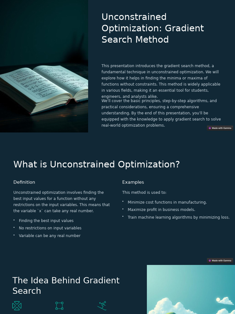 Unconstrained Optimization Gradient Search Method | PDF | Mathematical Optimization ...
