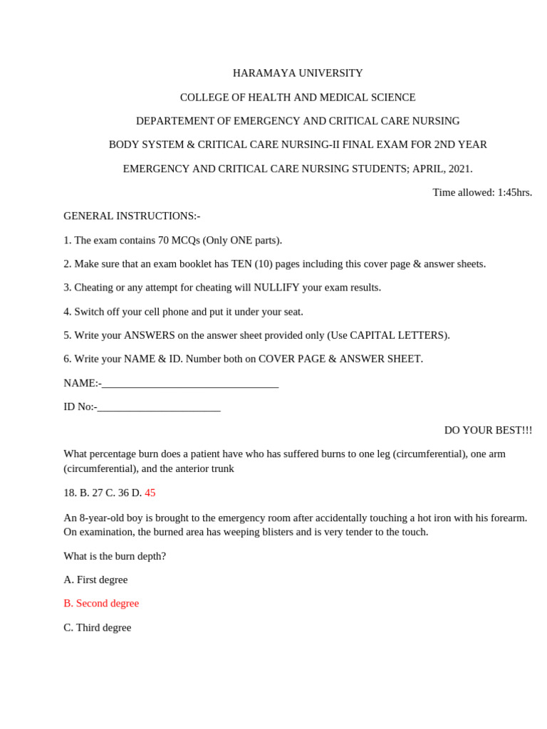 TBSA Calculation for Burn Patients | PDF | Burn
