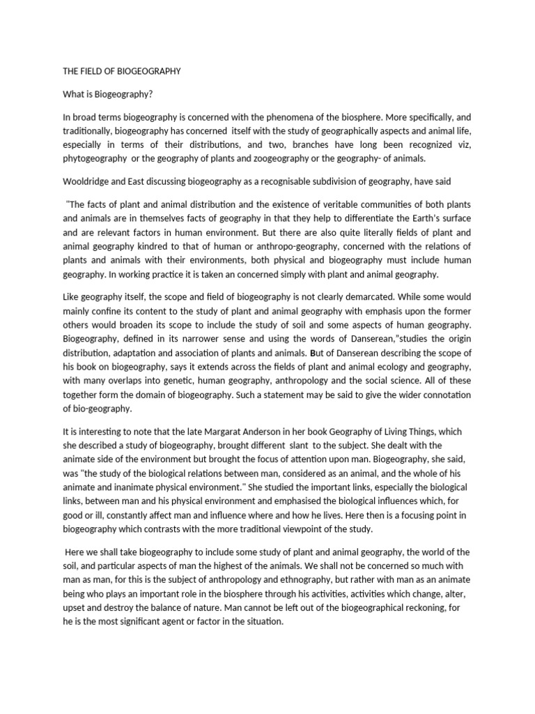 Overview of Biogeography and Its Scope | PDF | Biogeography | Earth ...