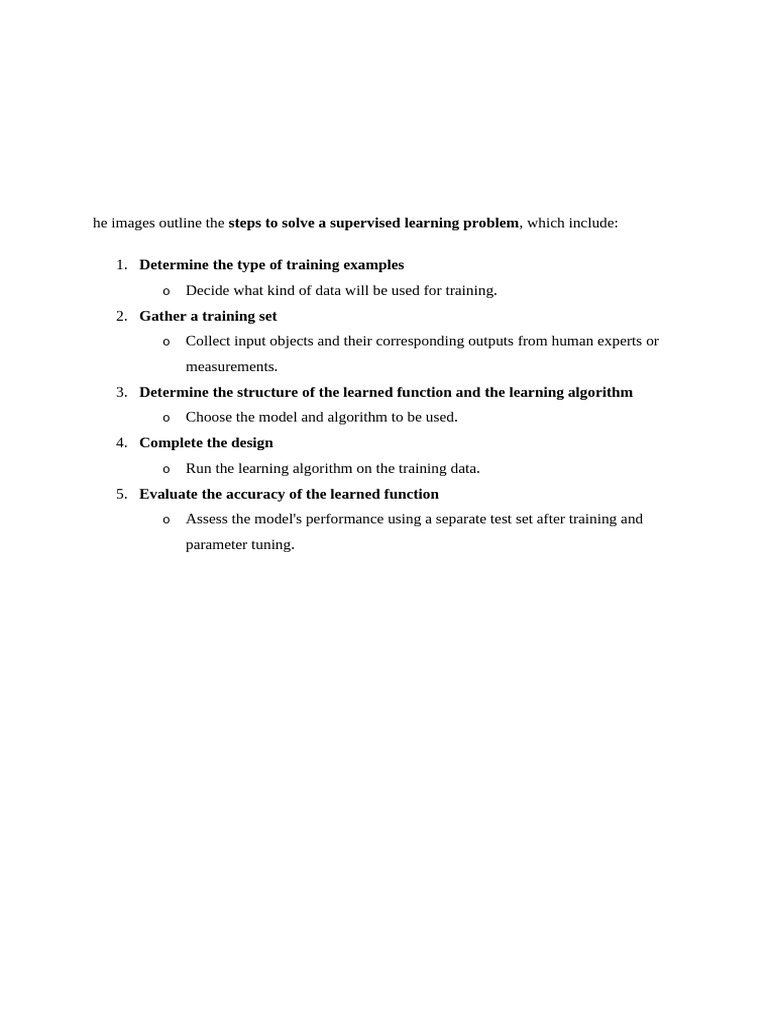 He Images Outline the Steps to Solve a Supervised Learning Problem | PDF | Linear Regression ...