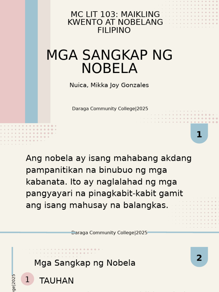 103 Mga Sangkap NG Nobela | PDF