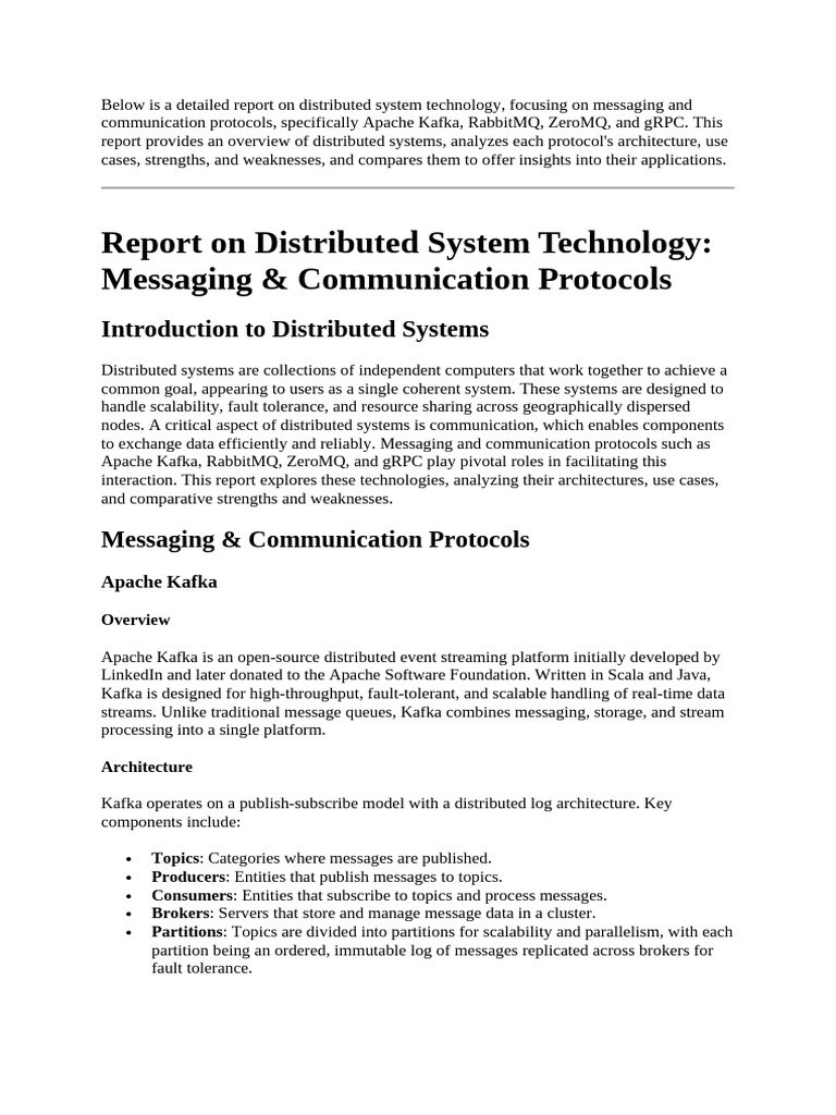 Below is a detailed report on distributed system technology | PDF | Distributed Computing ...