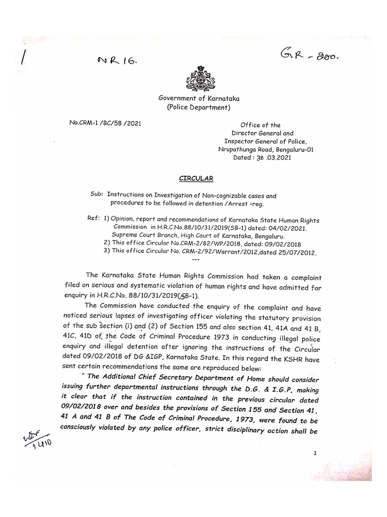 NCR DG Order Circular | PDF
