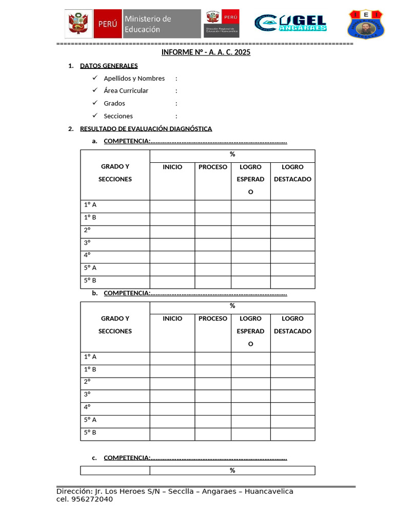 Informe De Evaluación Diagnóstica 2025 Pdf 3366
