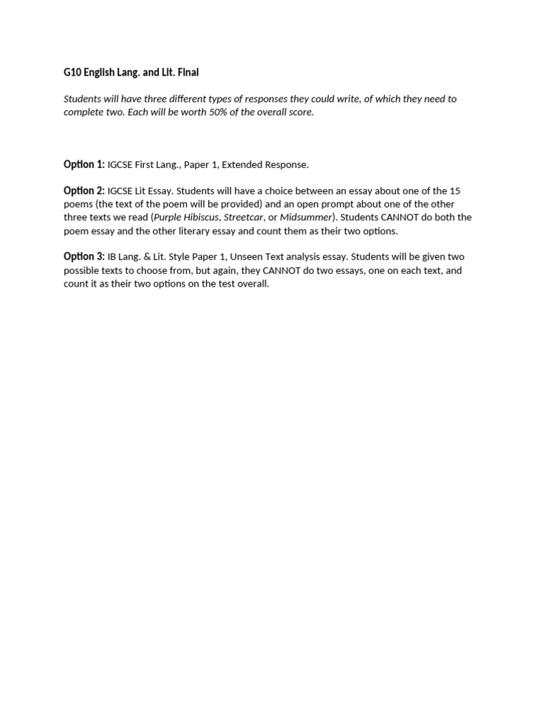 G10 English Lang Final Concepts | PDF