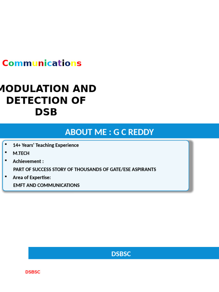 Modulation and Detection of DSB | PDF