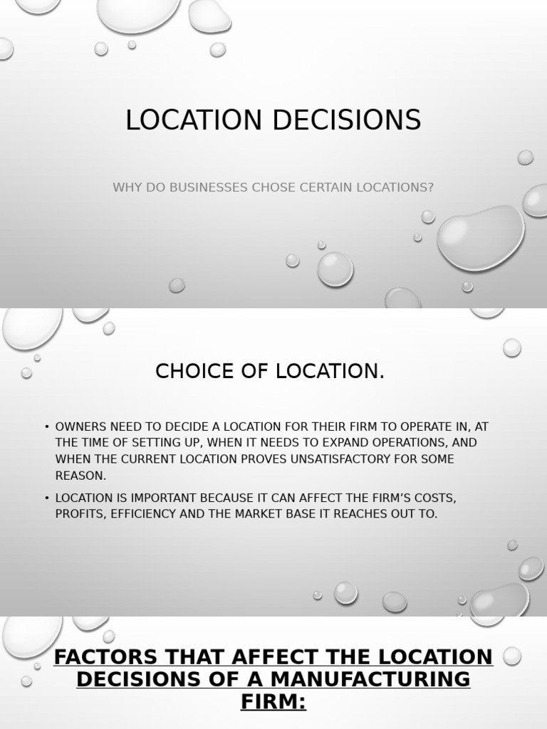Factors Influencing Business Location Decisions | PDF | Retail | Tariff
