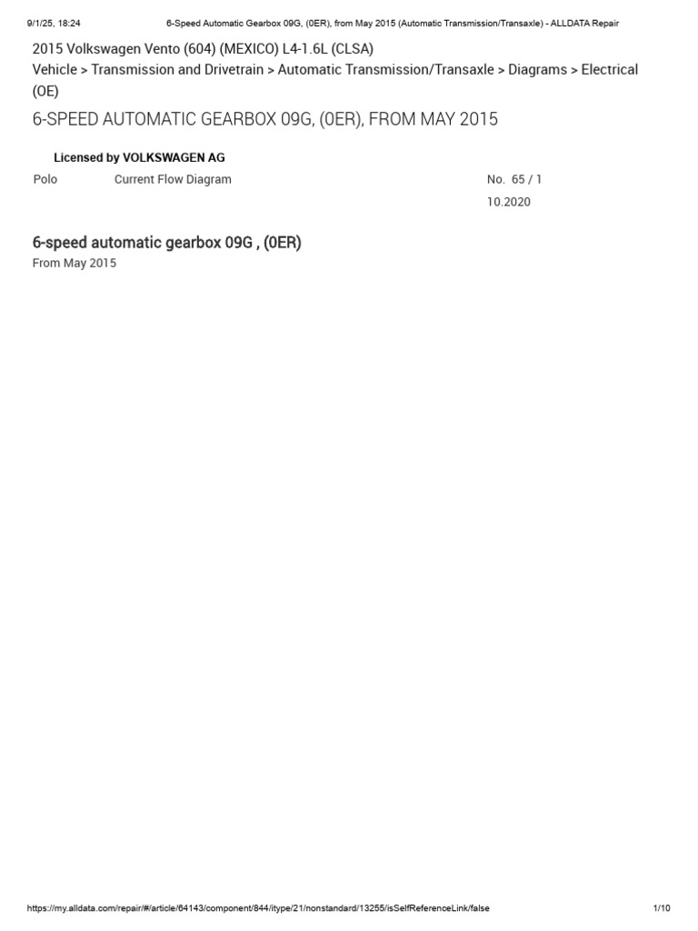 6-Speed Automatic Gearbox 09G, (0ER), from May 2015 (Automatic ...