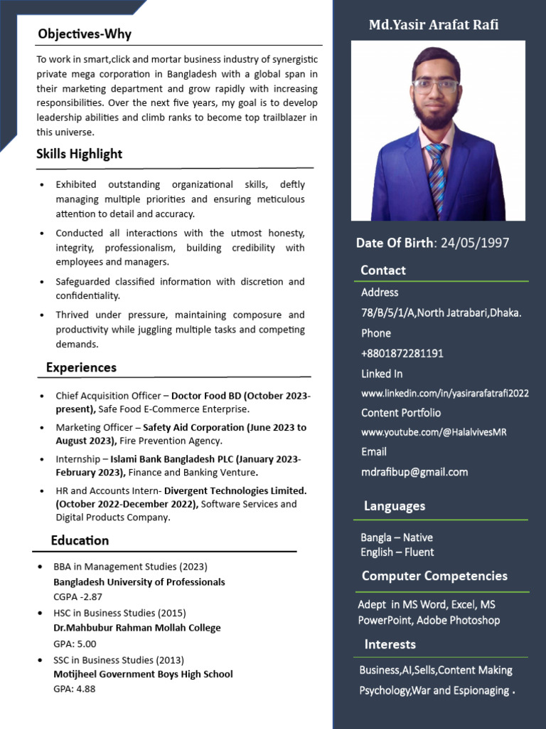 CV of Md_Yasir_Arafat_Rafi | PDF