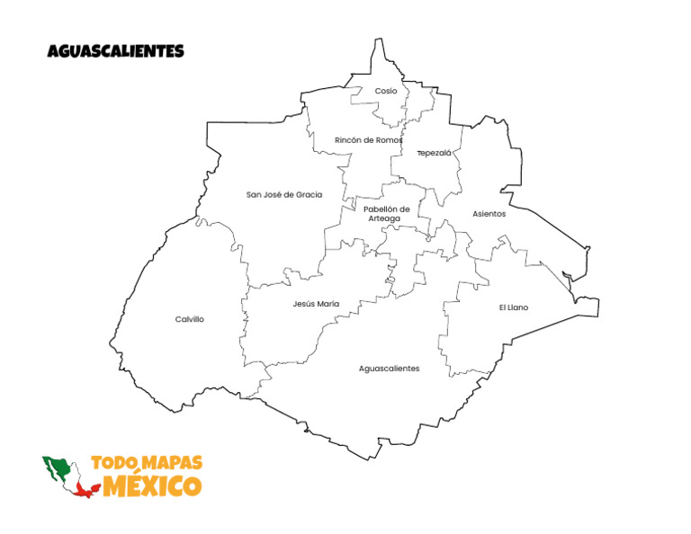 Mapa Aguascalientes Con NombresBN | PDF