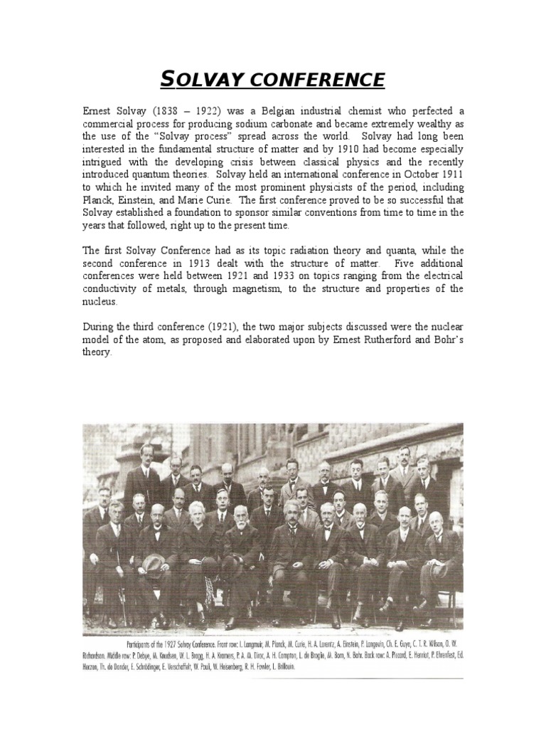 Solvay Conferences: Physics Milestones | PDF | Quantum Mechanics ...