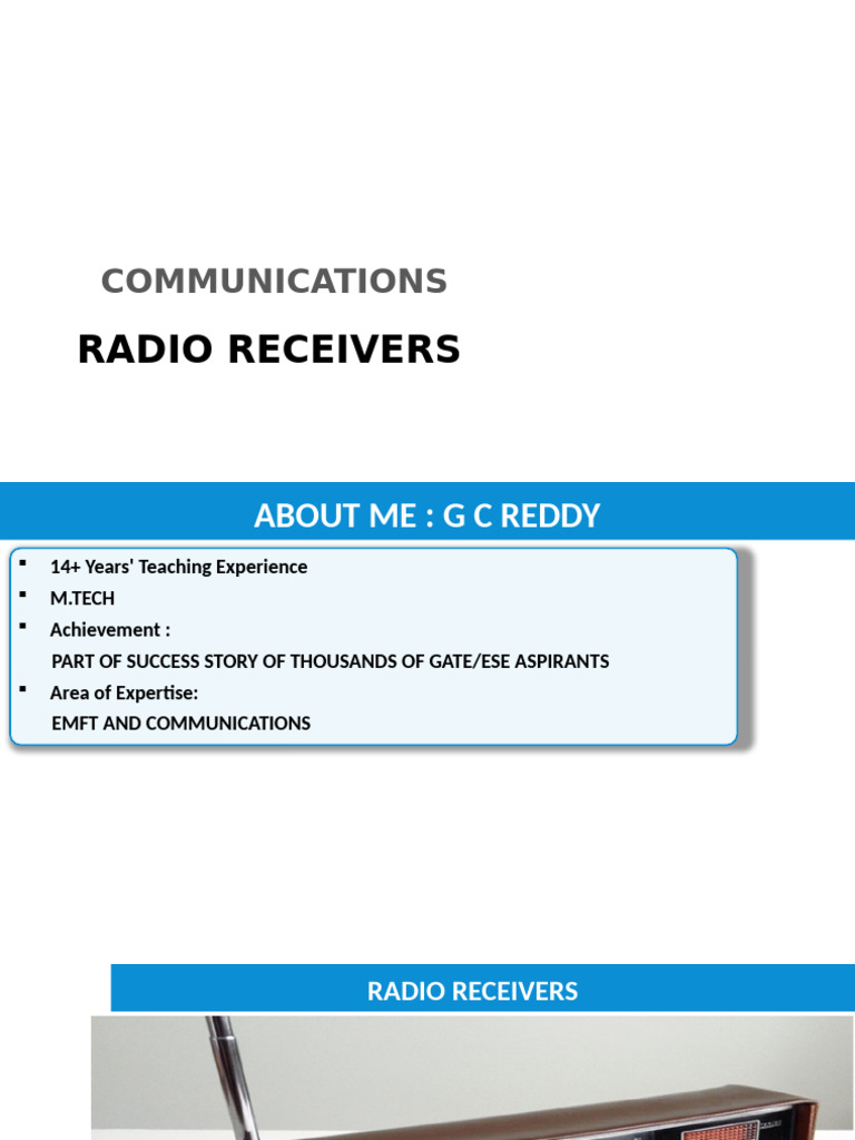 Radio Receivers: Types and Characteristics | PDF | Radio | Detector (Radio)