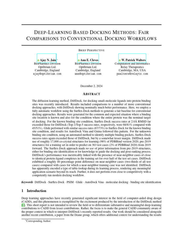 Deep Learning Based Docking | PDF | Docking (Molecular) | Ligand ...