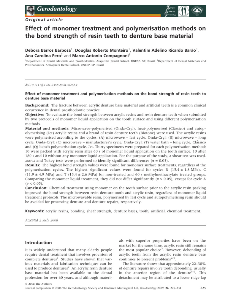 Gerodontology - 2009 - Barbosa - Effect of Monomer Treatment and ...