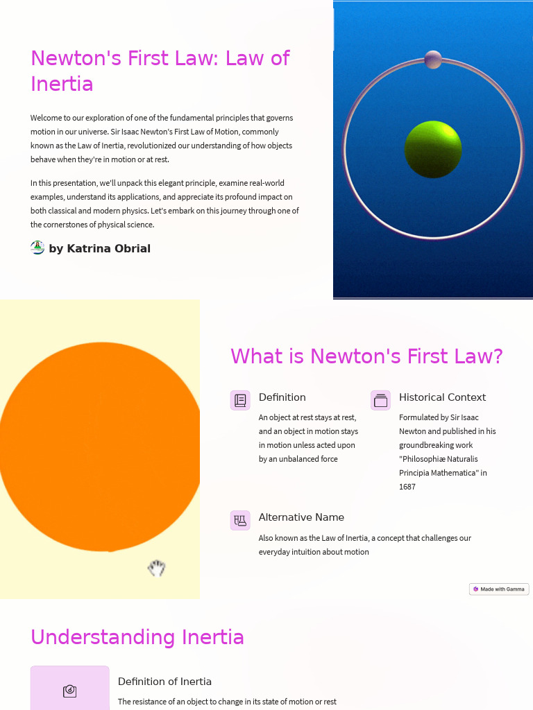 Newtons First Law Law of Inertia | PDF | Inertia | Force